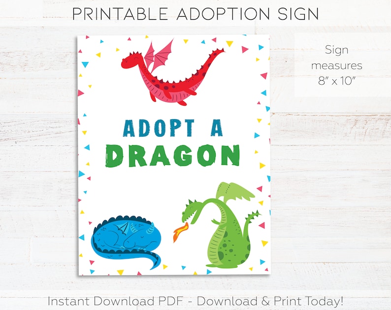 Adopt a Dragon Sign & Dragon Adoption Certificates, Dragon Birthday ...