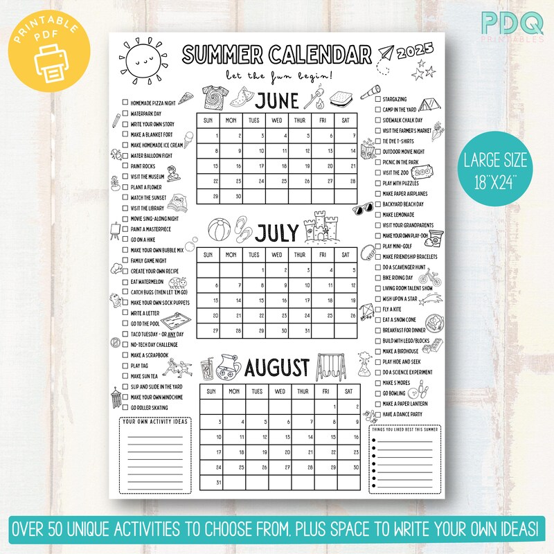 Summer Calendar - Etsy
