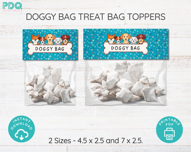 Doggy Bag Treat Bag Topper, Paw-ty Favor Tag, Paw-ty Thank You Tag ...
