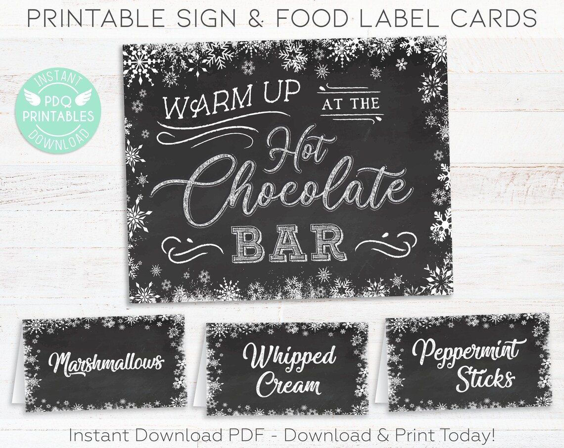 Hot Chocolate Bar Sign & Hot Chocolate Bar Label Tent Cards - Etsy