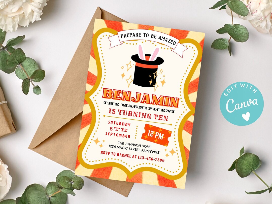 Magic Birthday Invitation Instant Download, Magic Birthday Invitation ...