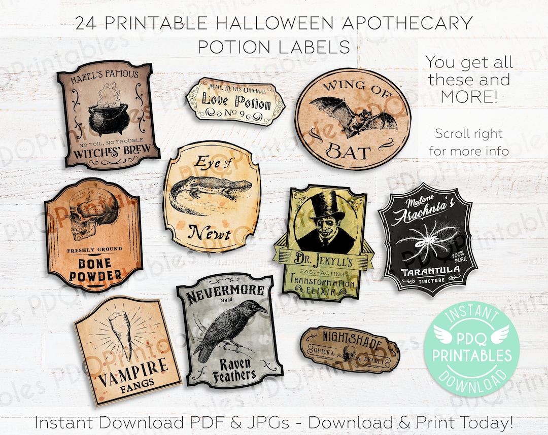 Halloween Apothecary Labels Printable, Halloween Potion Labels Download ...