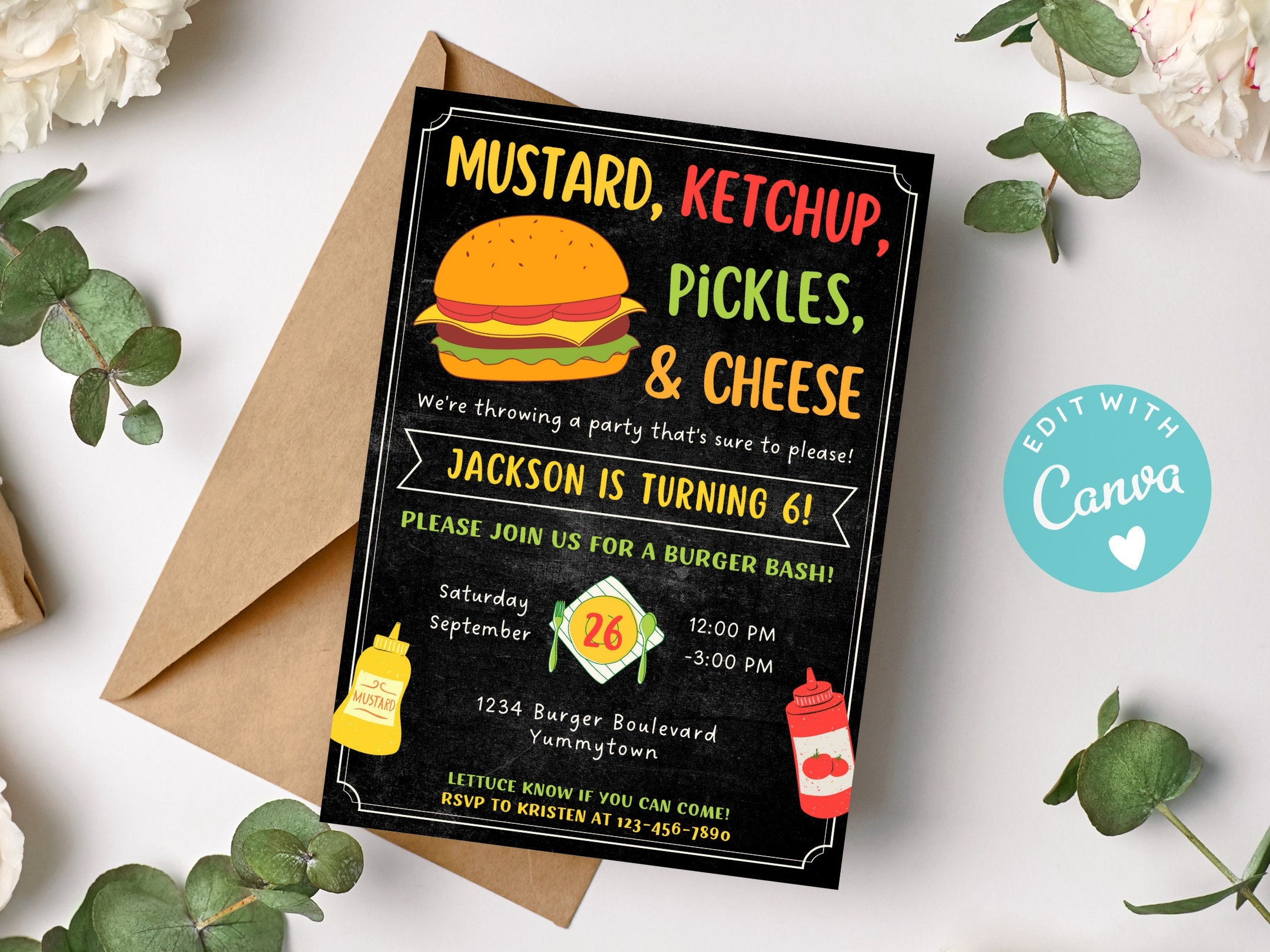Burger Birthday Invitation Instant Download, Burger Birthday Invitation ...