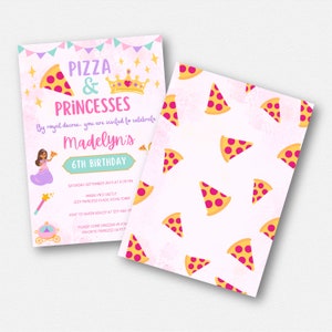 Pizza and Princesses Invitation, Girl Pizza Party Invitation, Girl ...