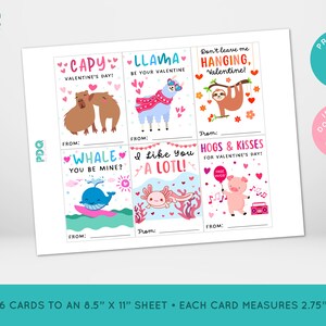 Printable Pun Valentine's Day Cards for Kids, Funny Animal Valentines ...