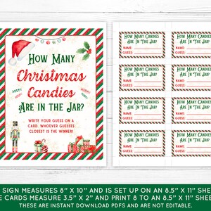 Candy Guessing Game, How Many Candies, Printable Christmas Game, Family ...
