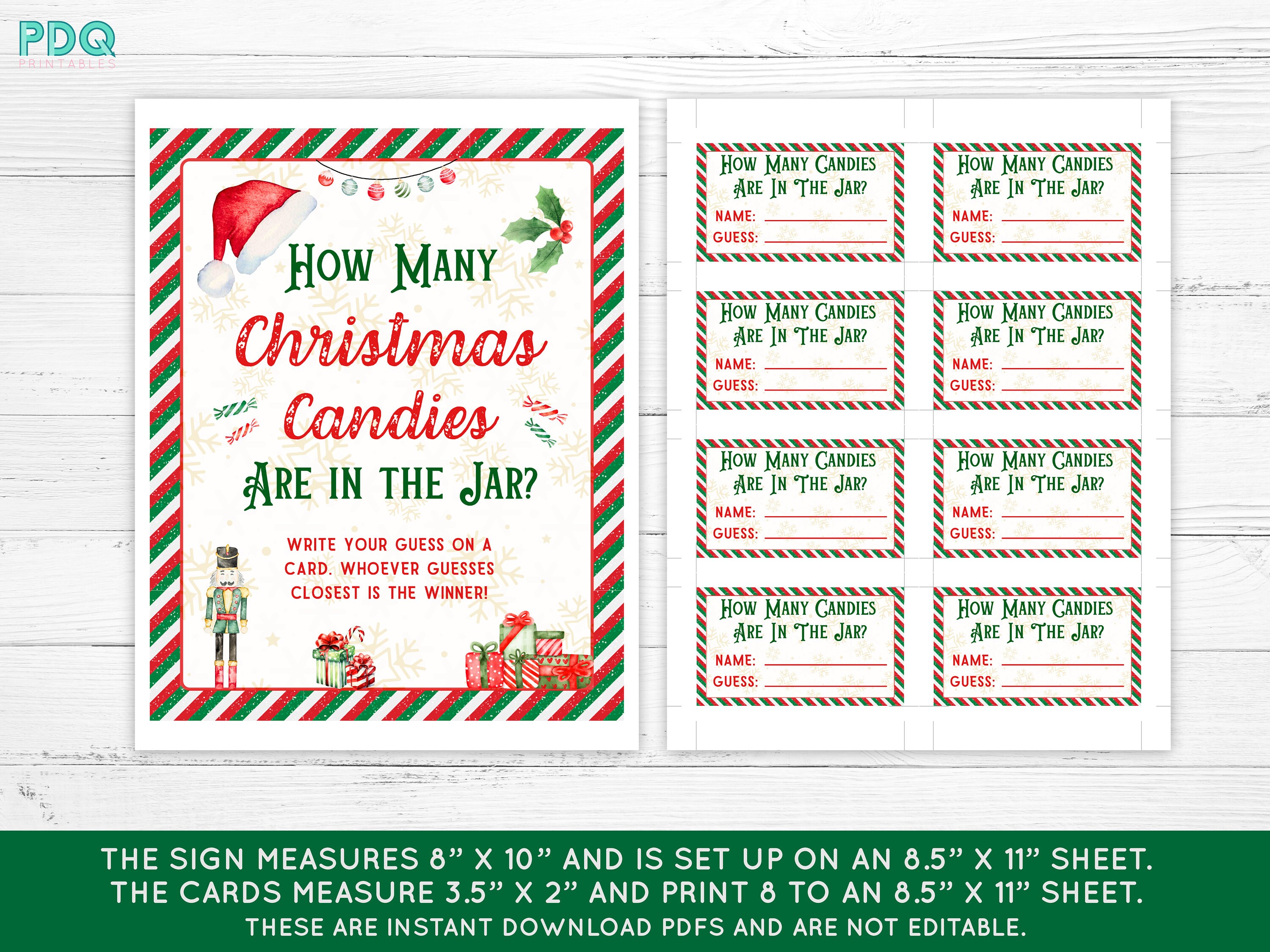 Candy Guessing Game, How Many Candies, Printable Christmas Game, Family ...