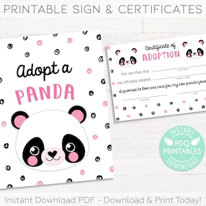 Adopt a Panda Sign & Panda Adoption Certificates, Panda Birthday Sign ...