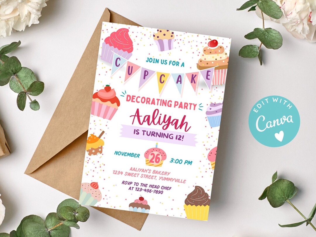 Cupcake Decorating Party Invitation, Cupcake Decorating Invitation ...
