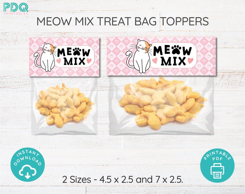 Kitty Treat Bag Topper, Cat Paw-ty Favor Tag, Kitty Thank You Tag, Cat ...
