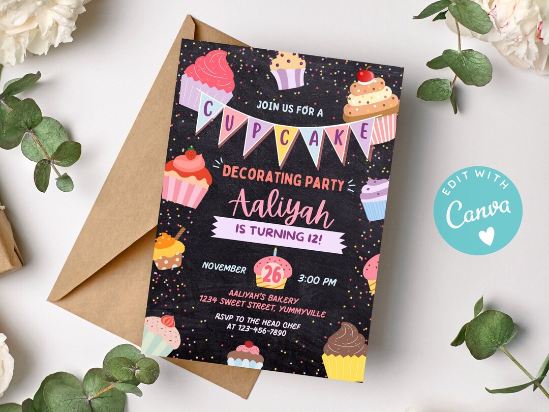 Cupcake Decorating Party Invitation, Cupcake Decorating Invitation ...