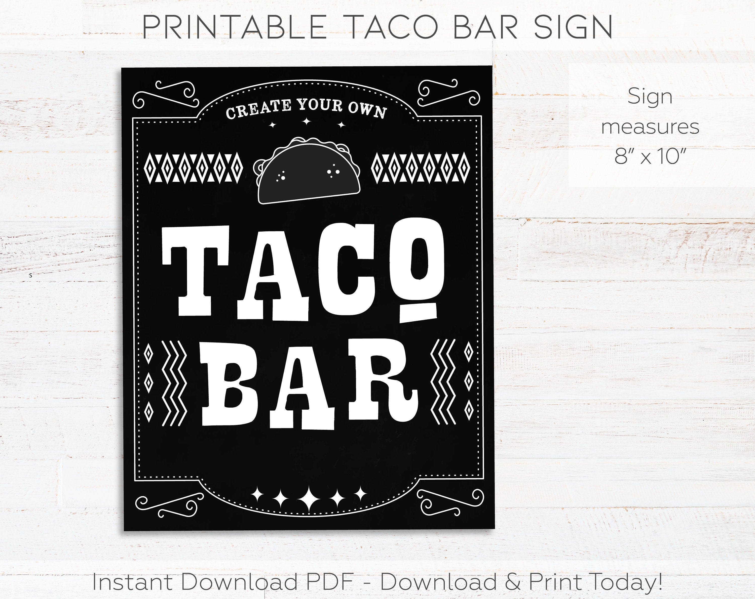 Taco Bar Sign & Taco Bar Label Tent Cards Taco Bar Printable - Etsy