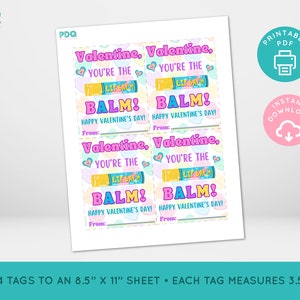 You're the Balm Valentine Printable, Lip Balm Valentine, Retro ...