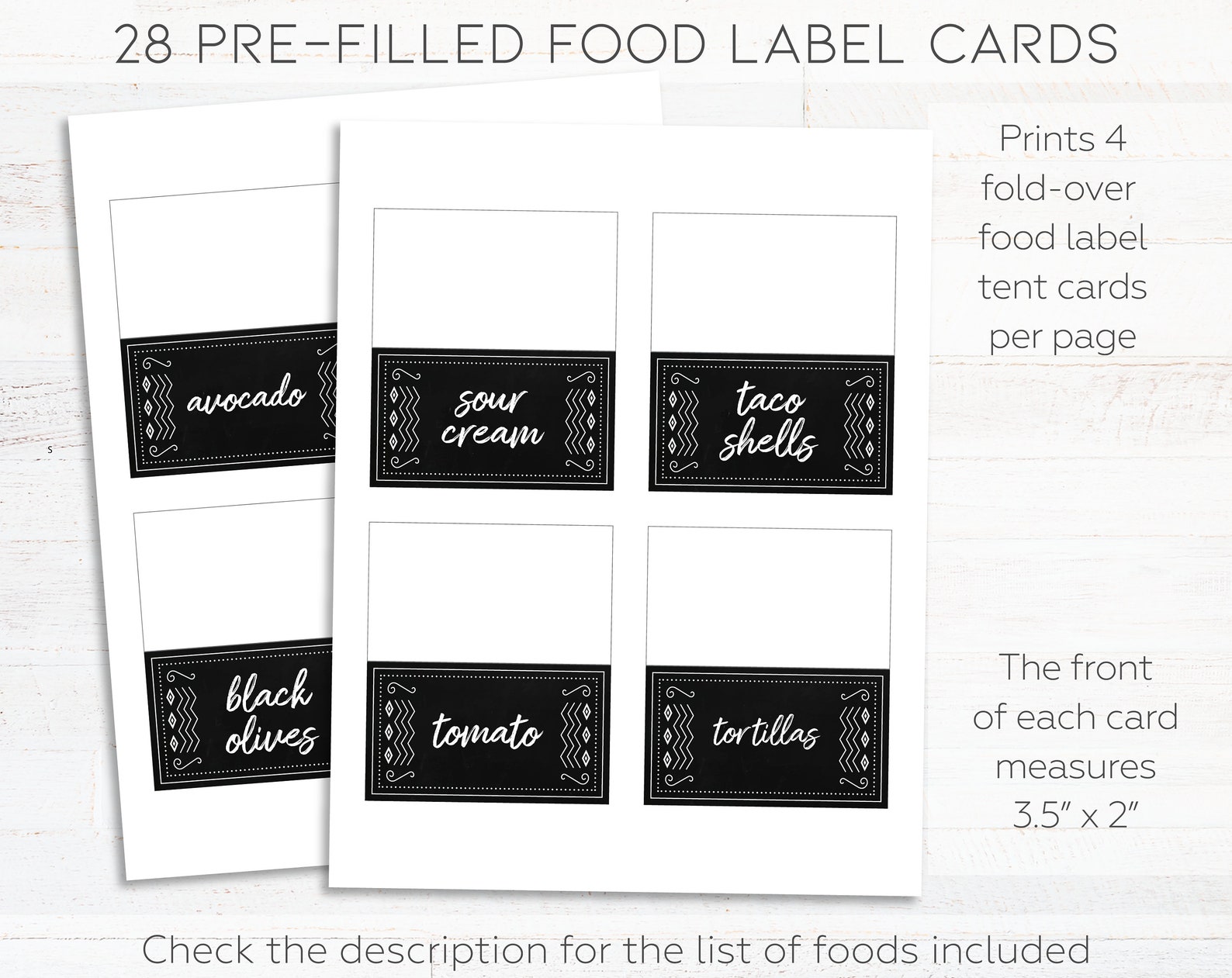 Taco Bar Sign & Taco Bar Label Tent Cards Taco Bar Printable - Etsy