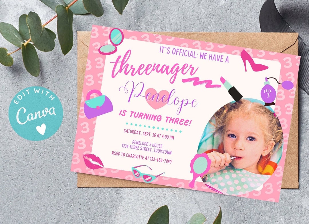 Threenager Invitiation Printable, Threenager Invite Instant Download ...