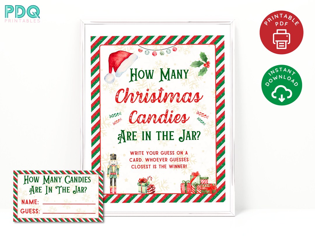 Candy Guessing Game, How Many Candies, Printable Christmas Game, Family ...