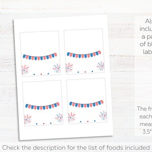 Hot Dog Bar Sign, 4th of July BBQ Food Labels, 4th of July Food Sign ...