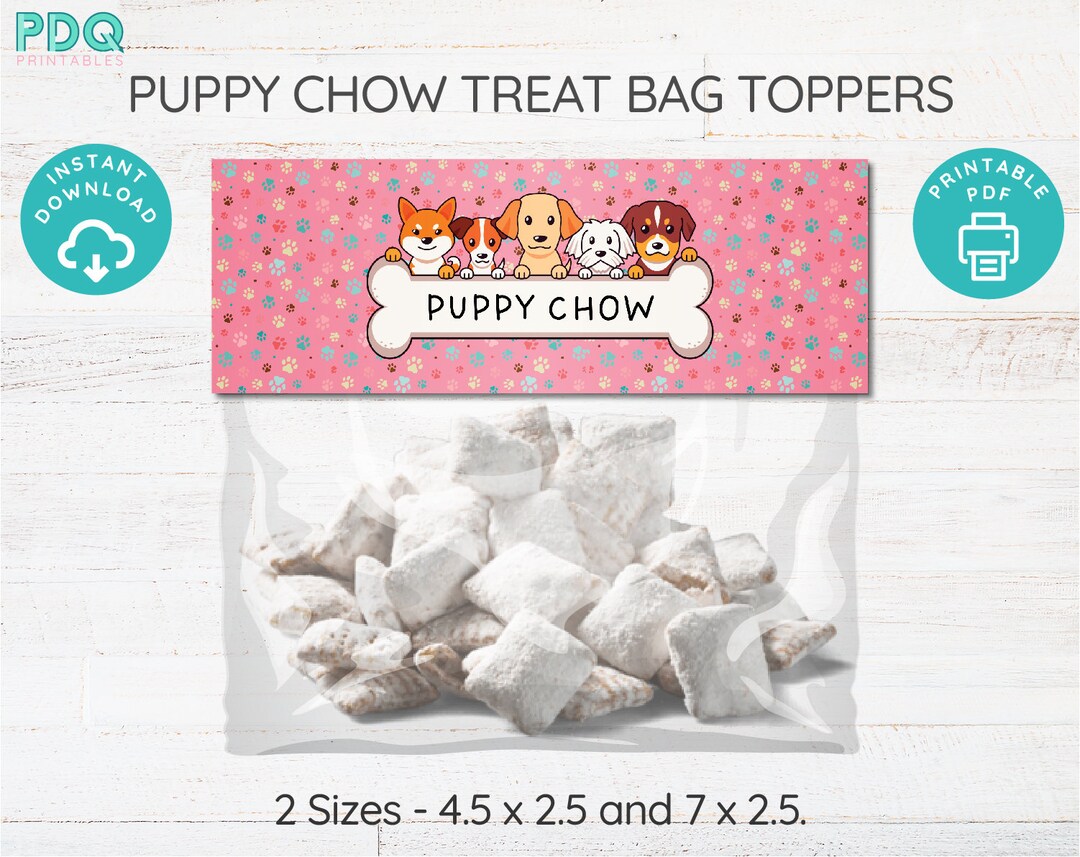 Puppy Chow Treat Bag Topper Paw-ty Favor Tag Paw-ty Thank - Etsy