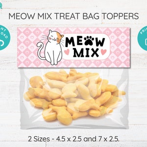 Kitty Treat Bag Topper, Cat Paw-ty Favor Tag, Kitty Thank You Tag, Cat ...