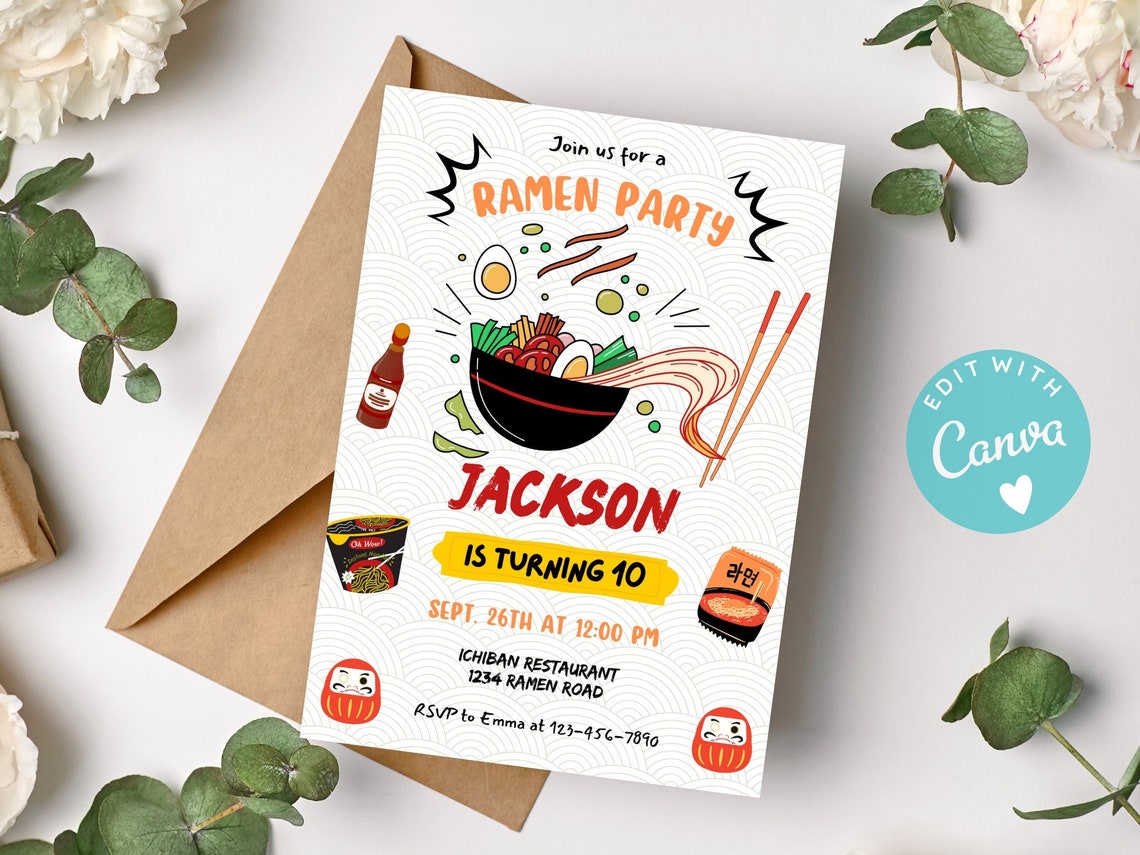 Ramen Birthday Invitation Ramen Party Invitation Editable - Etsy