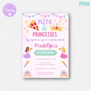 Pizza and Princesses Invitation, Girl Pizza Party Invitation, Girl ...
