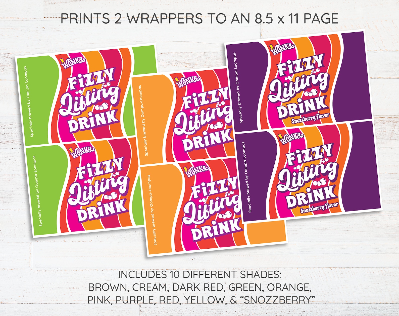 Fizzy Lifting Drink Labels Willy Wonka Birthday Willy Wonka - Etsy
