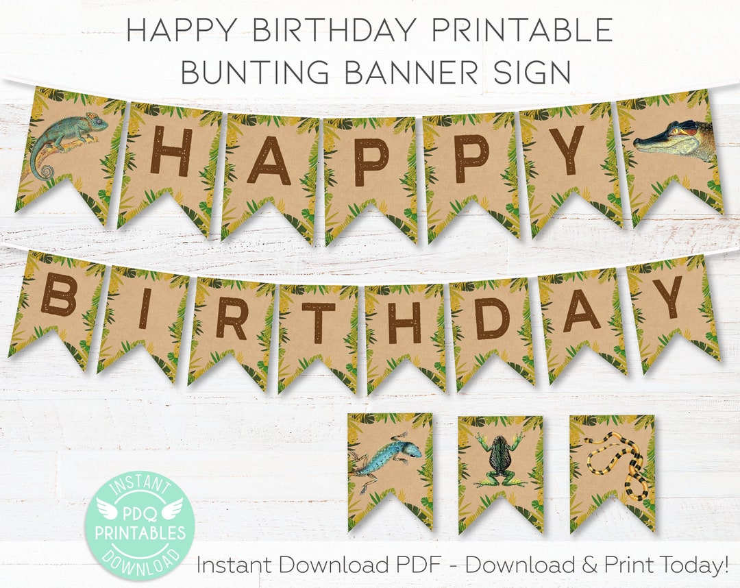 Reptile Banner Printable, Reptile Party Banner, Reptile Birthday Sign ...