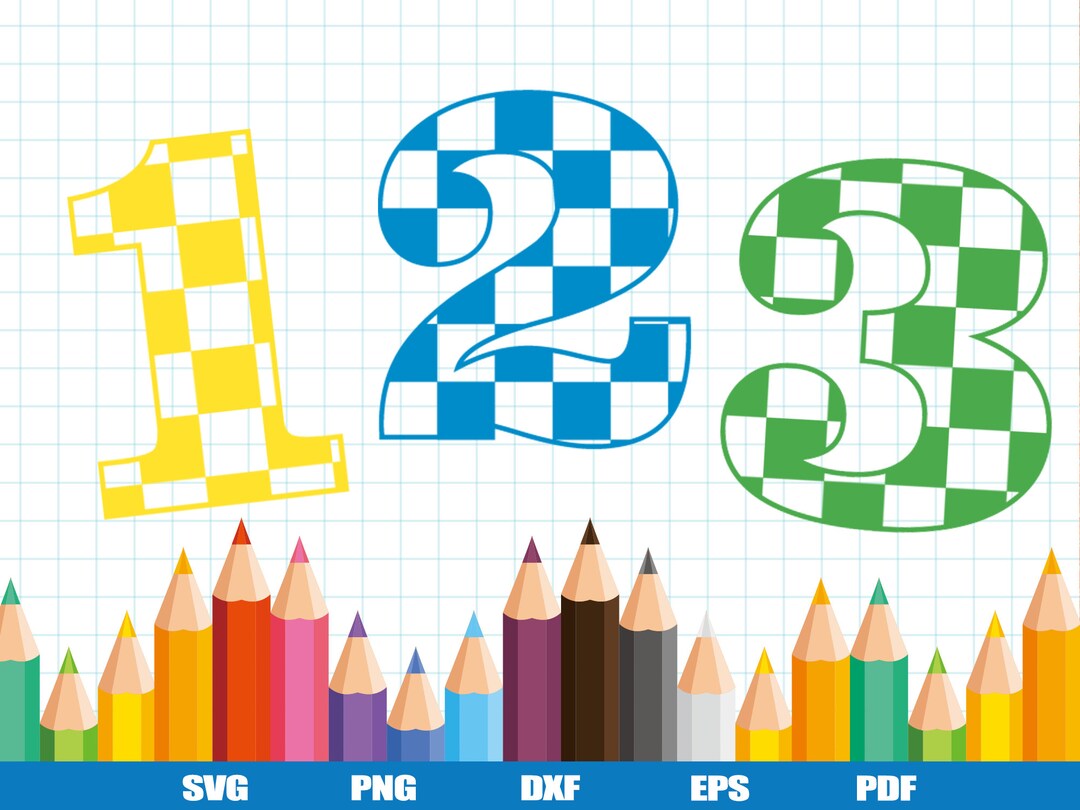 Checkered Numbers Svg, Racing Checkered Numbers, Checkered Font Svg ...