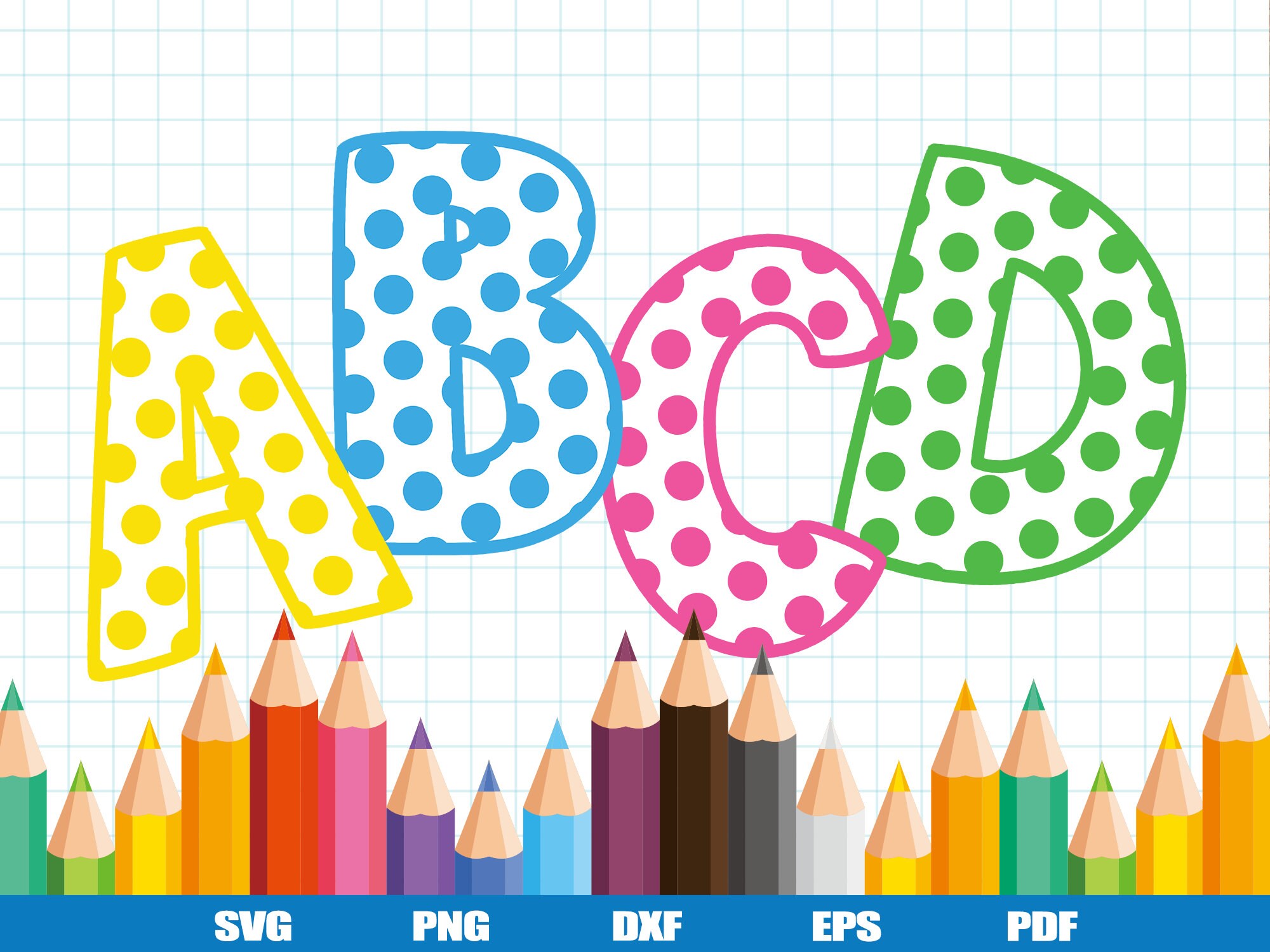 Polka dot Font SVG Polka dot Letters Svg polka dot numbers | Etsy