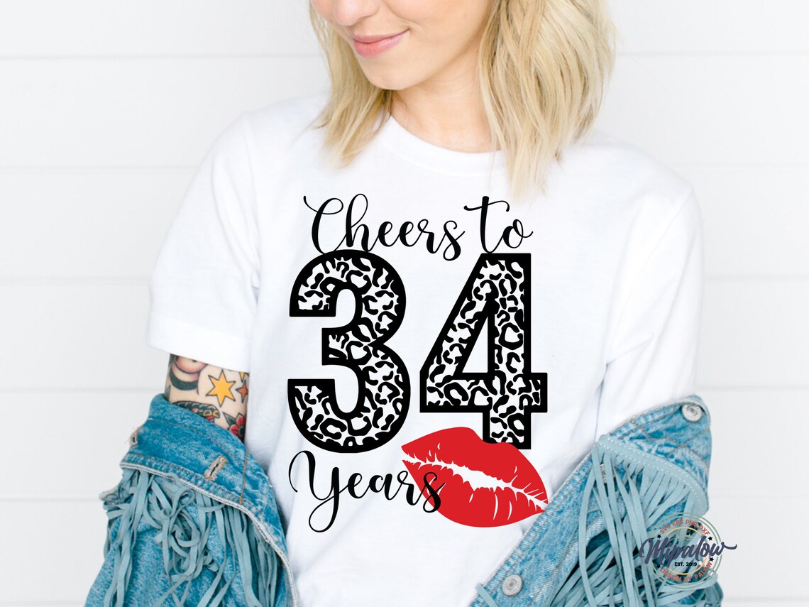 Cheers to 34 Years Svg Leopard Print 34th Birthday Svg - Etsy UK