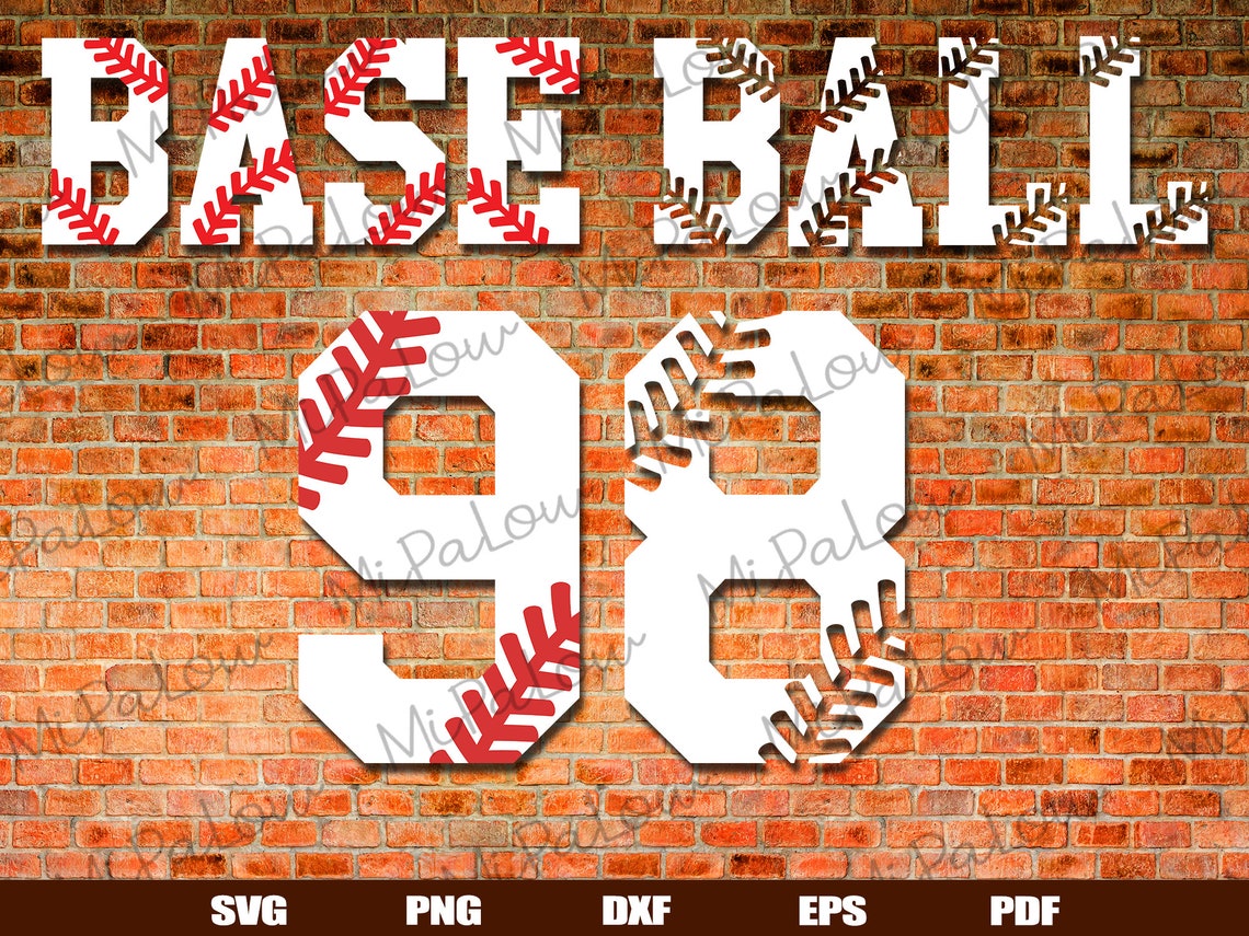 Baseball Numbers Svg Font Baseball Umbers With Stitches Svg | Etsy