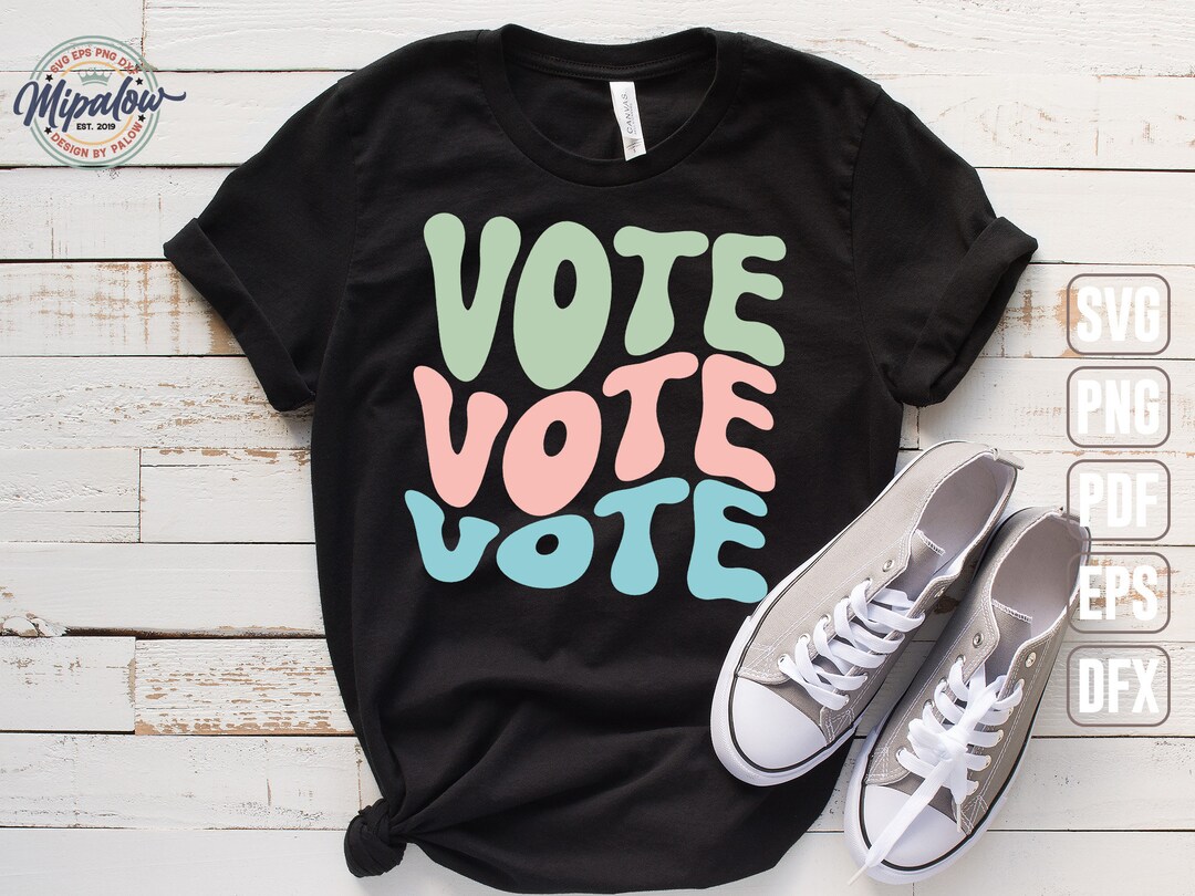 Vote Svg Election Voting Png Groovy Wavy Text Stacked Retro - Etsy