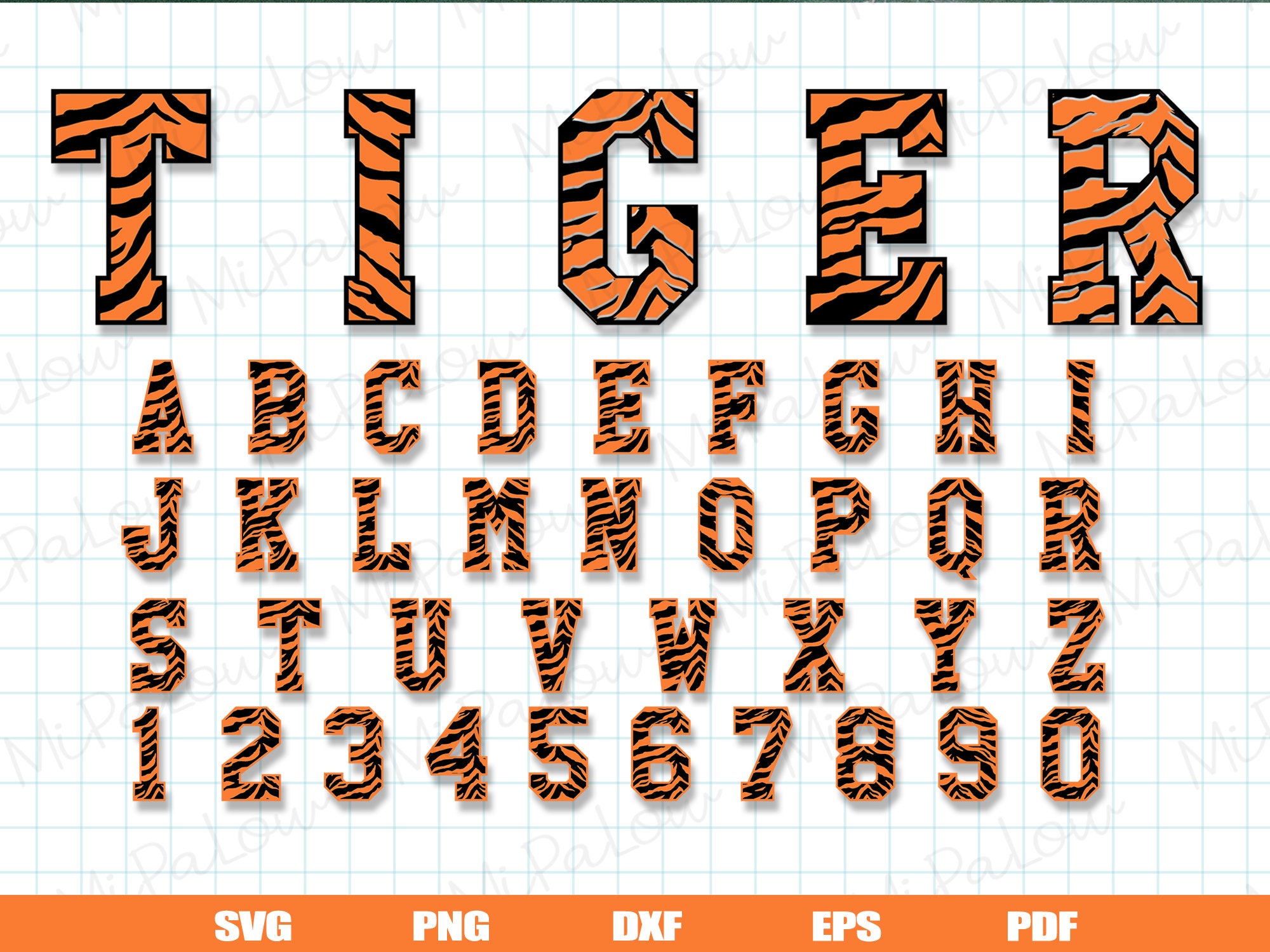 Tiger Font Svg Tiger Alphabet Svg Tiger Numbers Svg | Etsy
