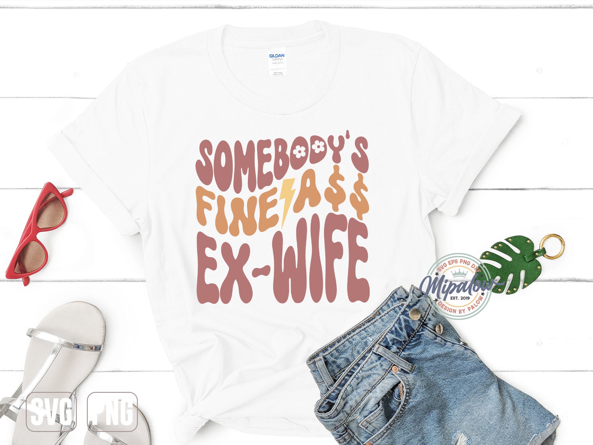 Somebodys Fine Ass Ex Wife Svg Png Groovy Wavy Text Etsy