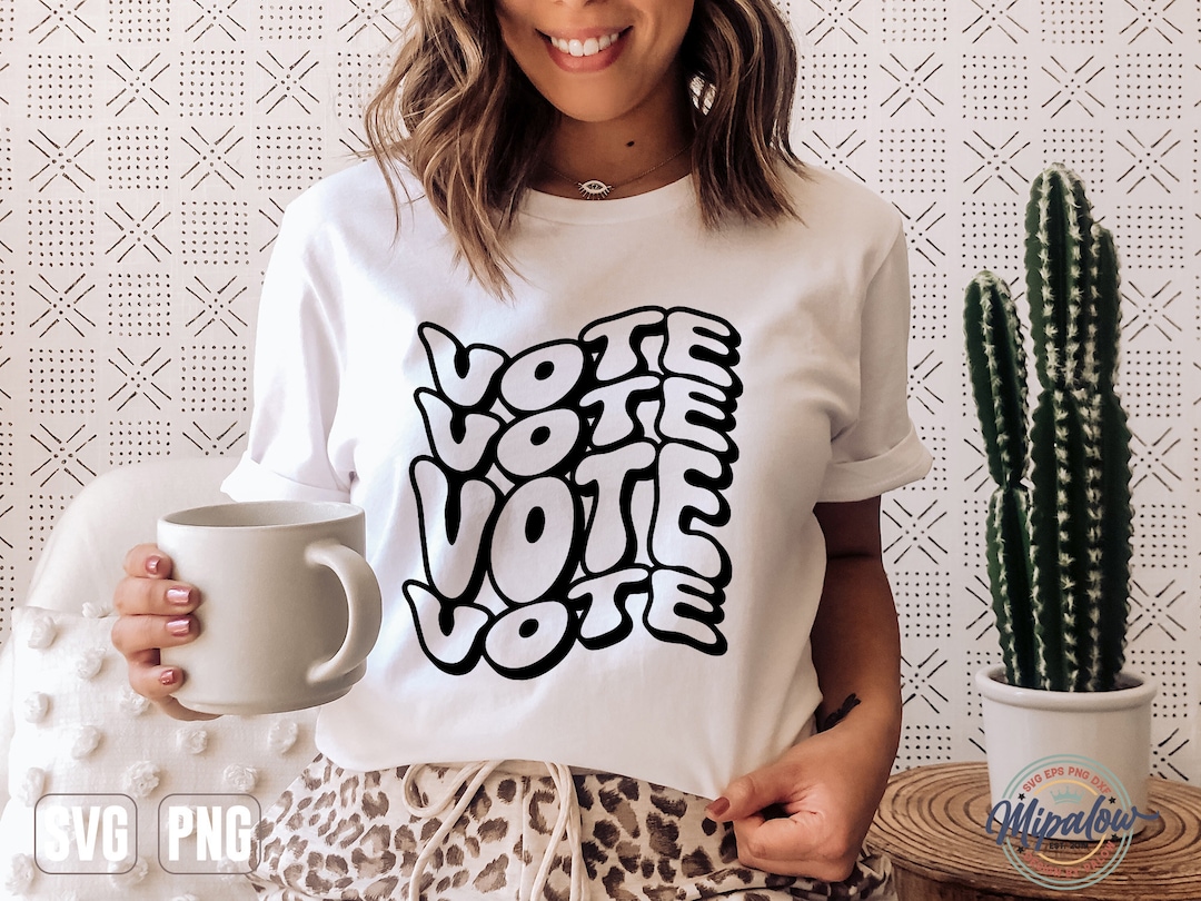 Vote Svg Election Voting Png Groovy Wavy Text Stacked Retro - Etsy