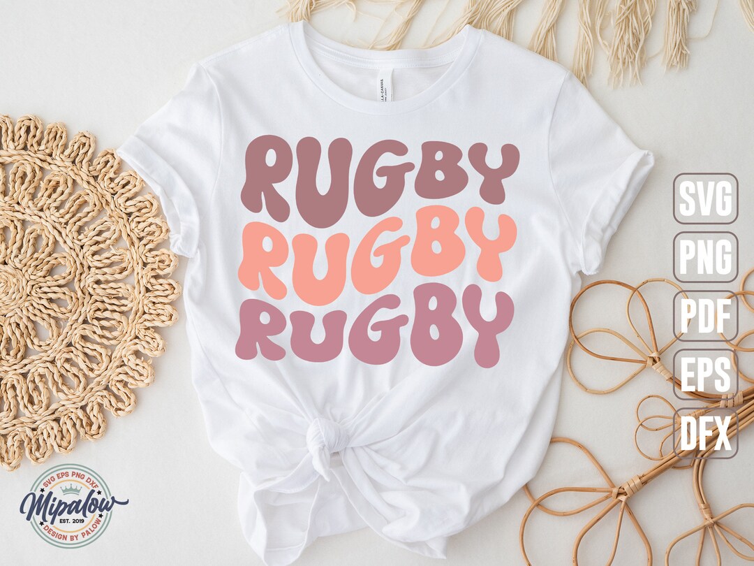 Rugby Svg, Rugby Vibes Svg, Png Groovy Wavy Text Stacked Retro Vintage ...