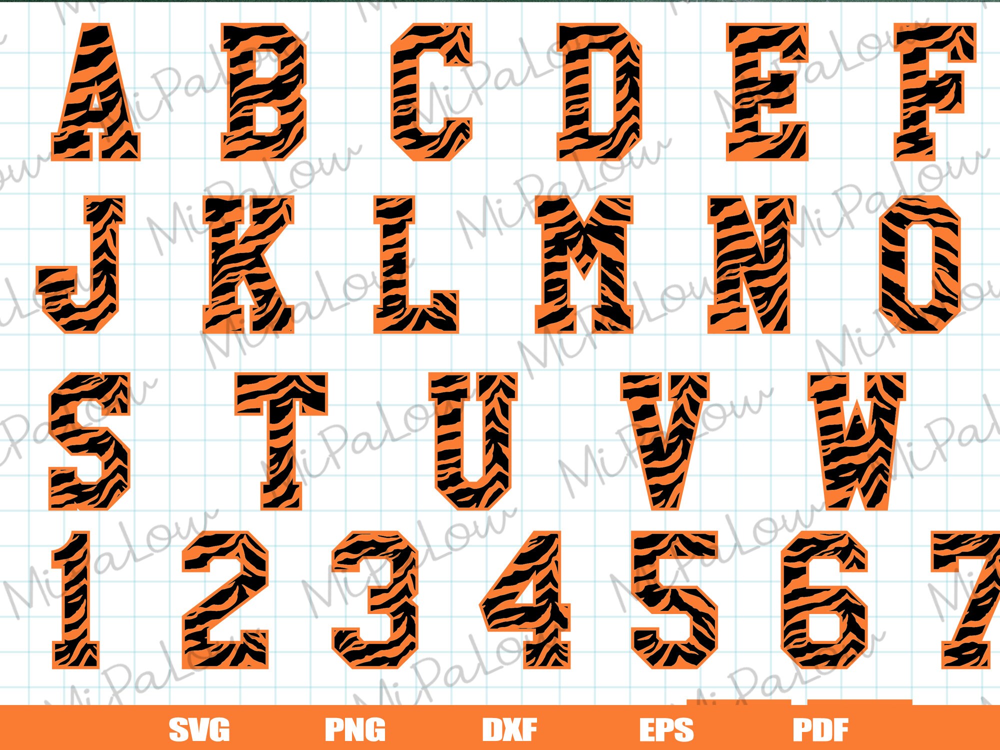 Tiger Font Svg Tiger Alphabet Svg Tiger Numbers Svg | Etsy