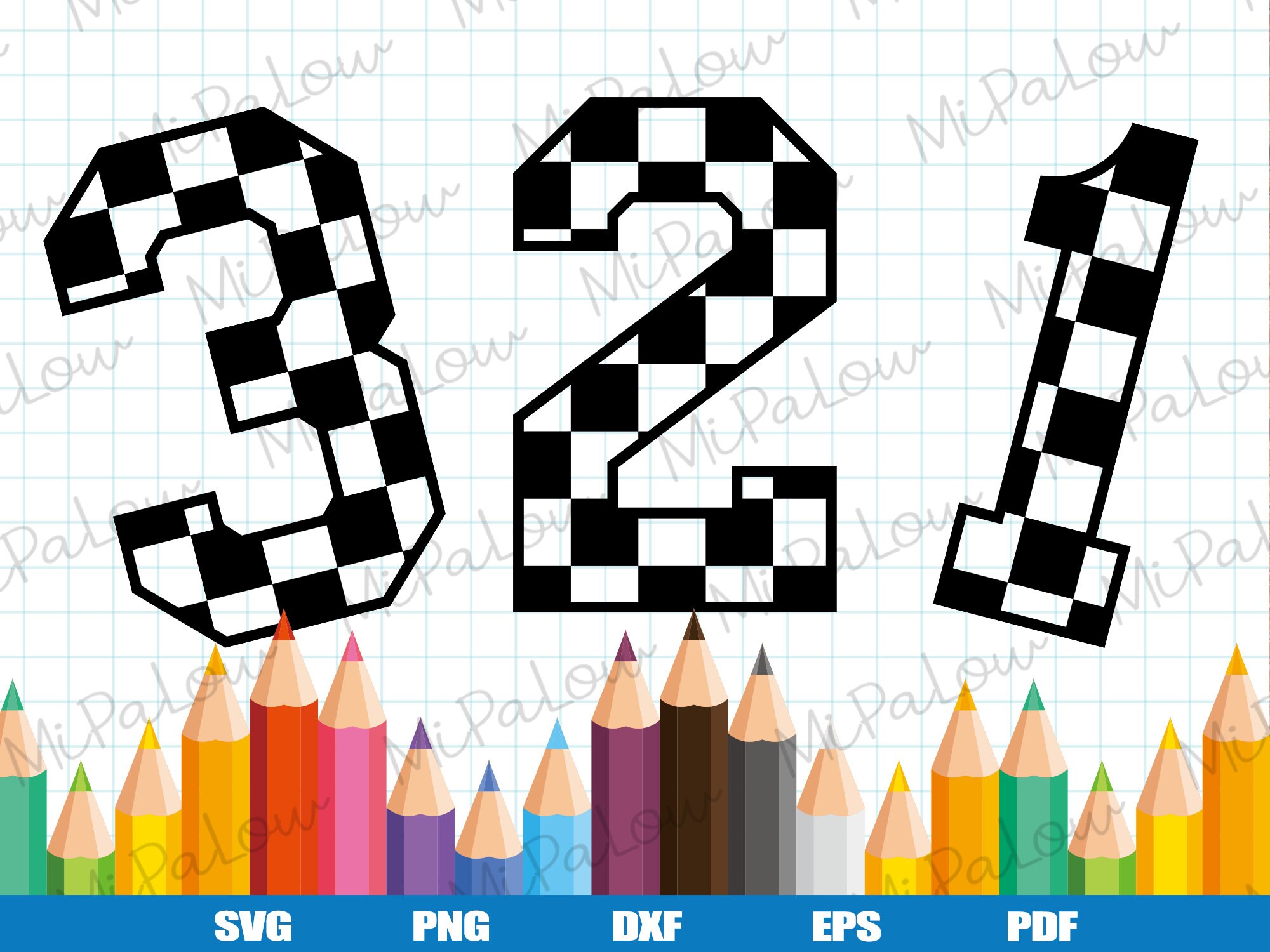 Checkered numbers svg Racing Checkered Numbers checkered | Etsy