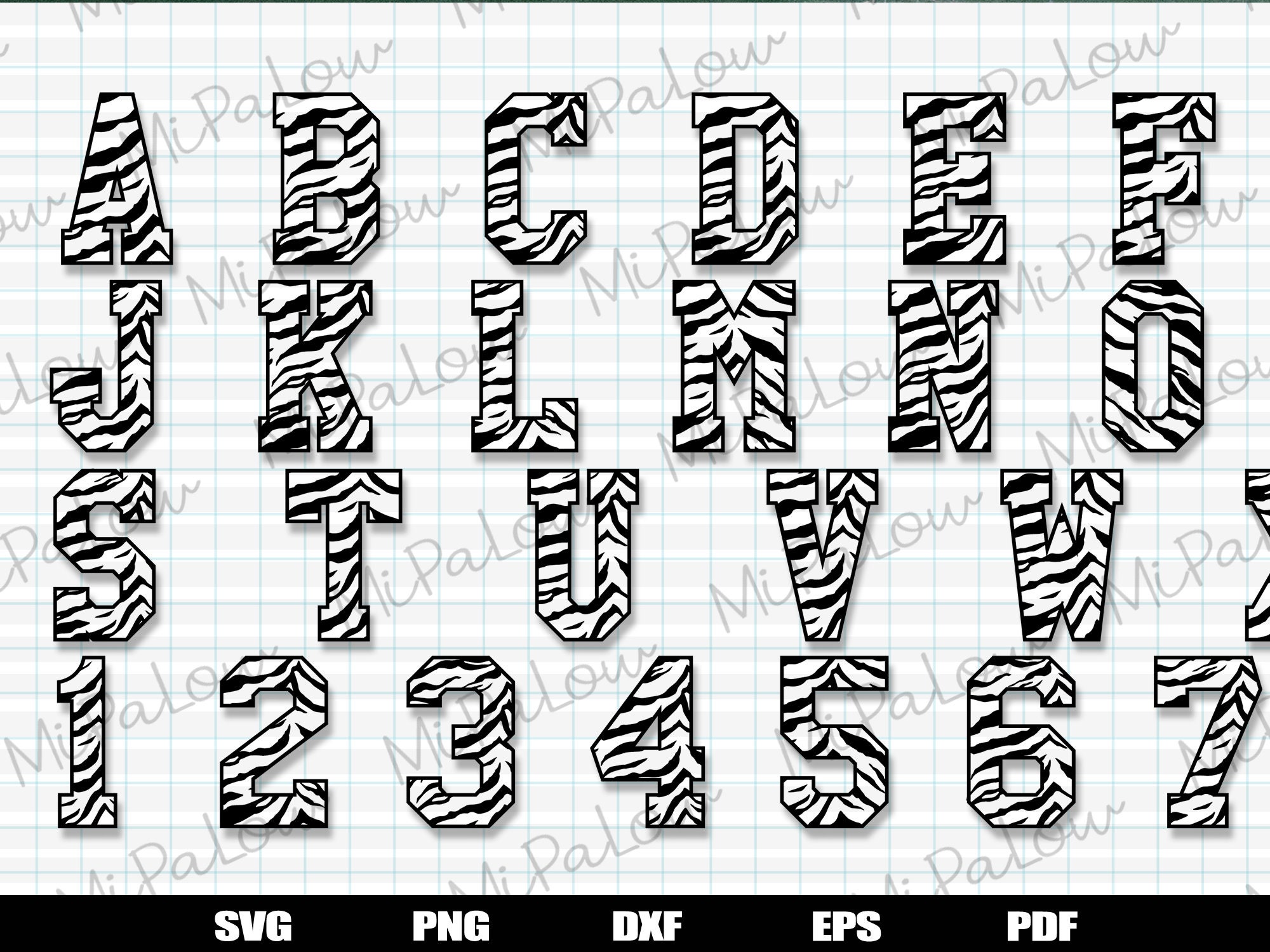 Zebra Font SVG Zebra Alphabet Zebra Pattern Patterned - Etsy