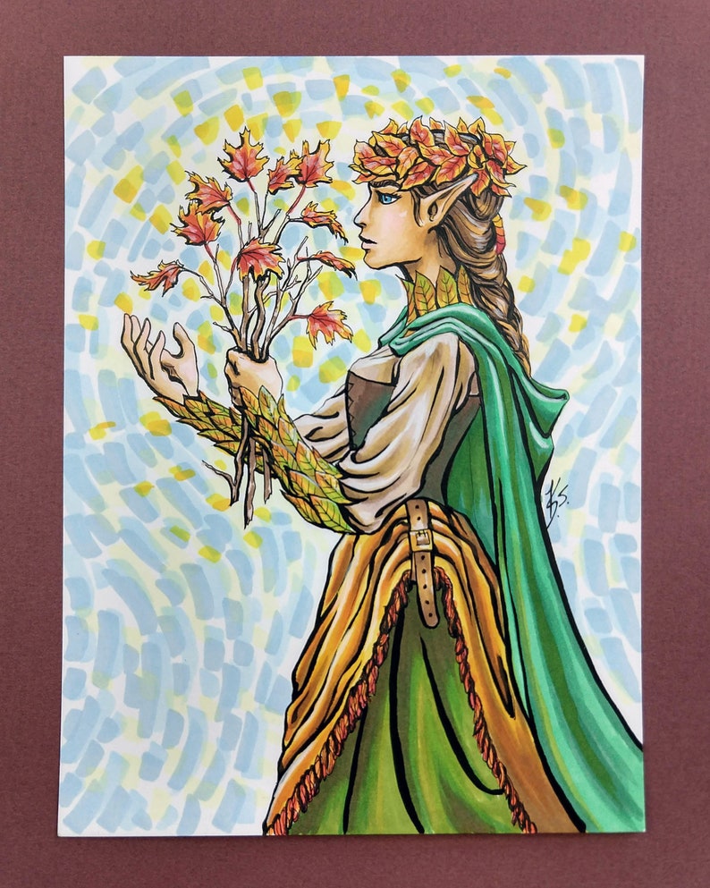 Fall Elf Original Pen & Ink / Mixed Media / Fantasy Art Piece - Etsy