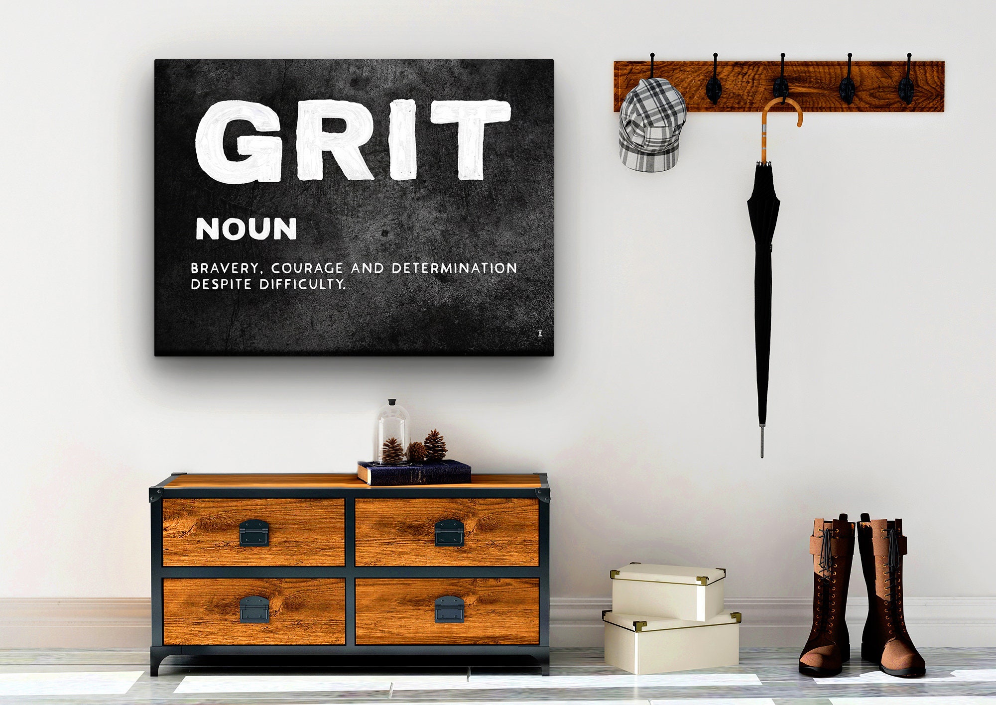 Grit Definition - Inspirational Entrepreneur Art - Motivational Painted ...
