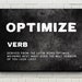 Optimize Definition - Inspirational Entrepreneur Art - Motivational ...