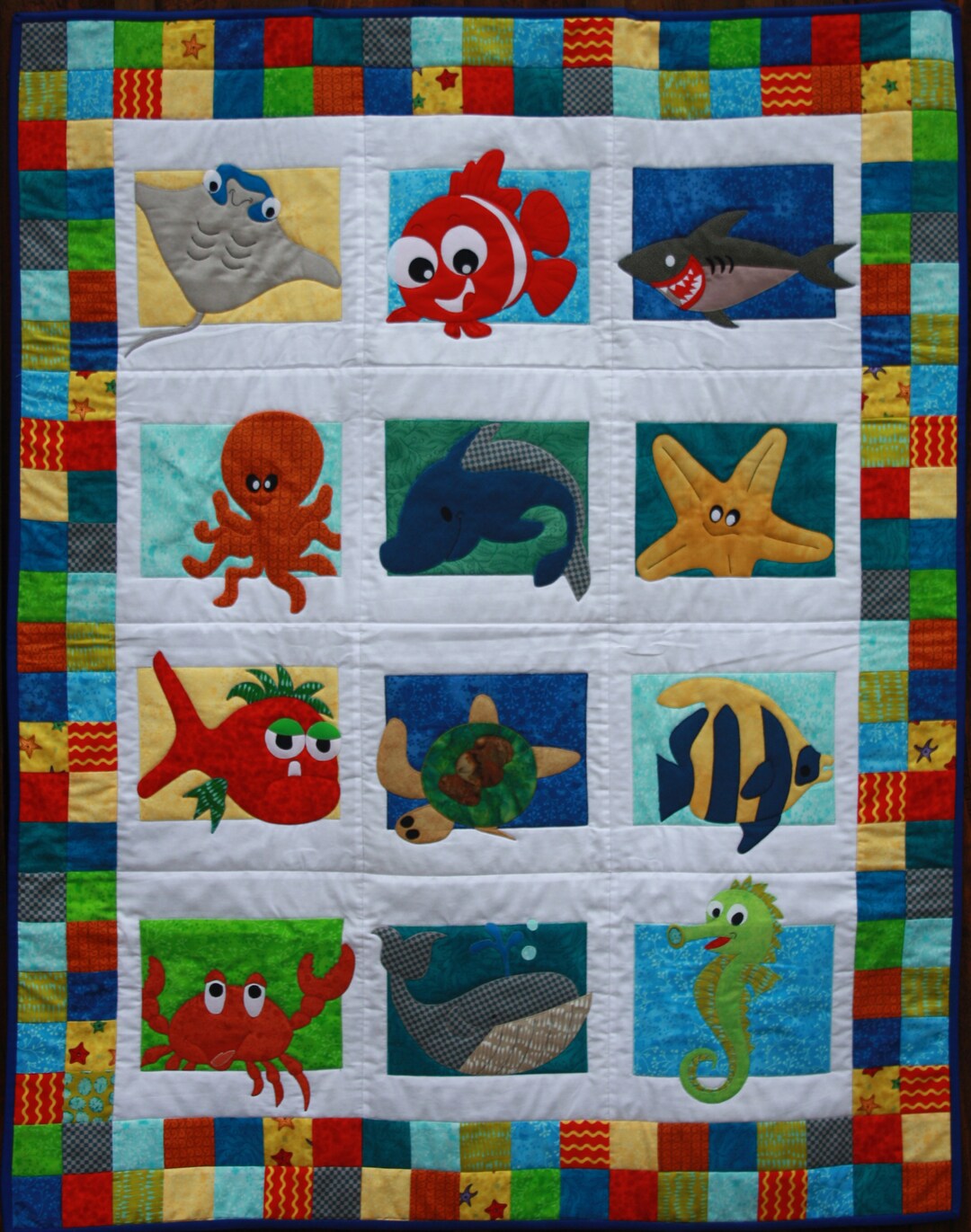 Sea Creatures Patchwork Cot Blanket Pattern - Etsy