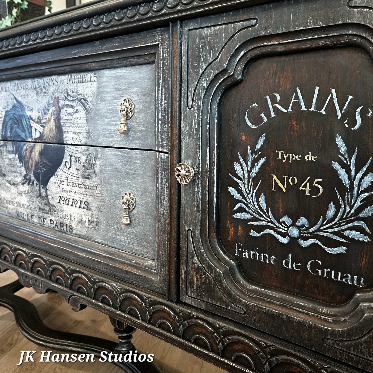 SOLD! CUSTOM for Kathy - Antique Midwest & Co. Jacobean Buffet - French ...