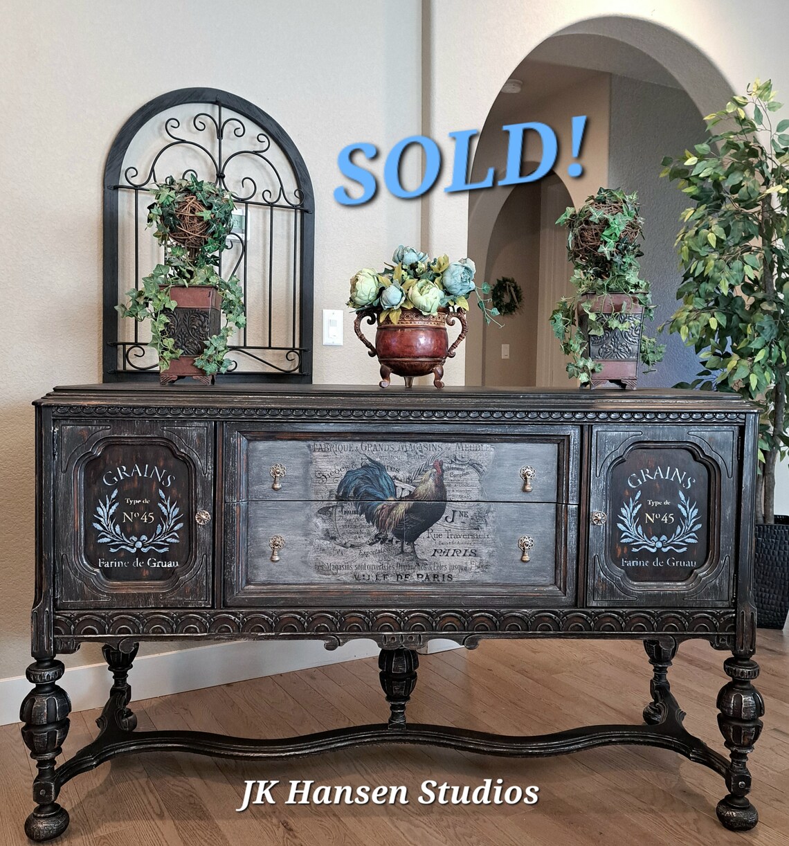 SOLD! CUSTOM for Kathy - Antique Midwest & Co. Jacobean Buffet - French ...