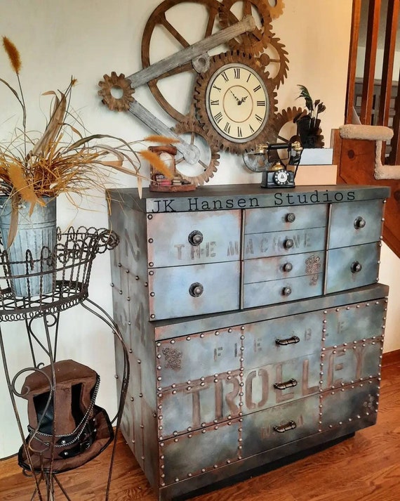 SOLD Industrial Style Steampunk Chest of Drawers / Steampunk | Etsy