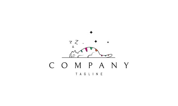Sleepyhead Cat Vector Logo. Instant Download. Full Vectors. - Etsy
