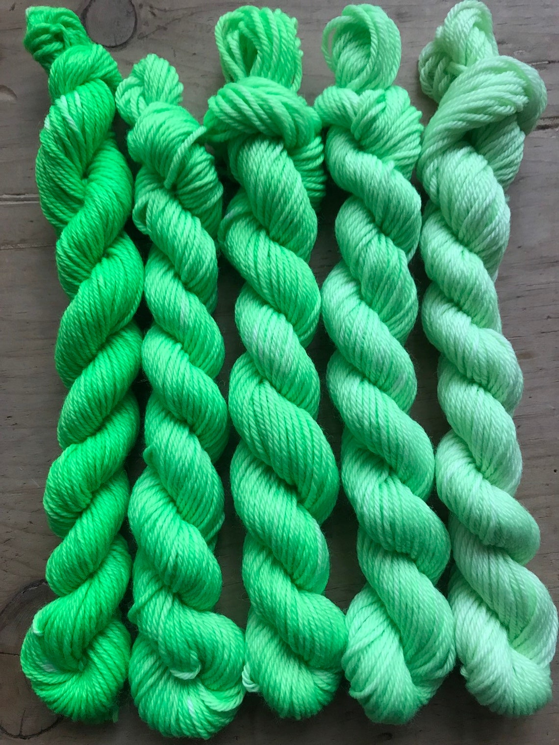 Mini Gradient Skein Set 5 X 20g 100g Neon Green Coloured | Etsy