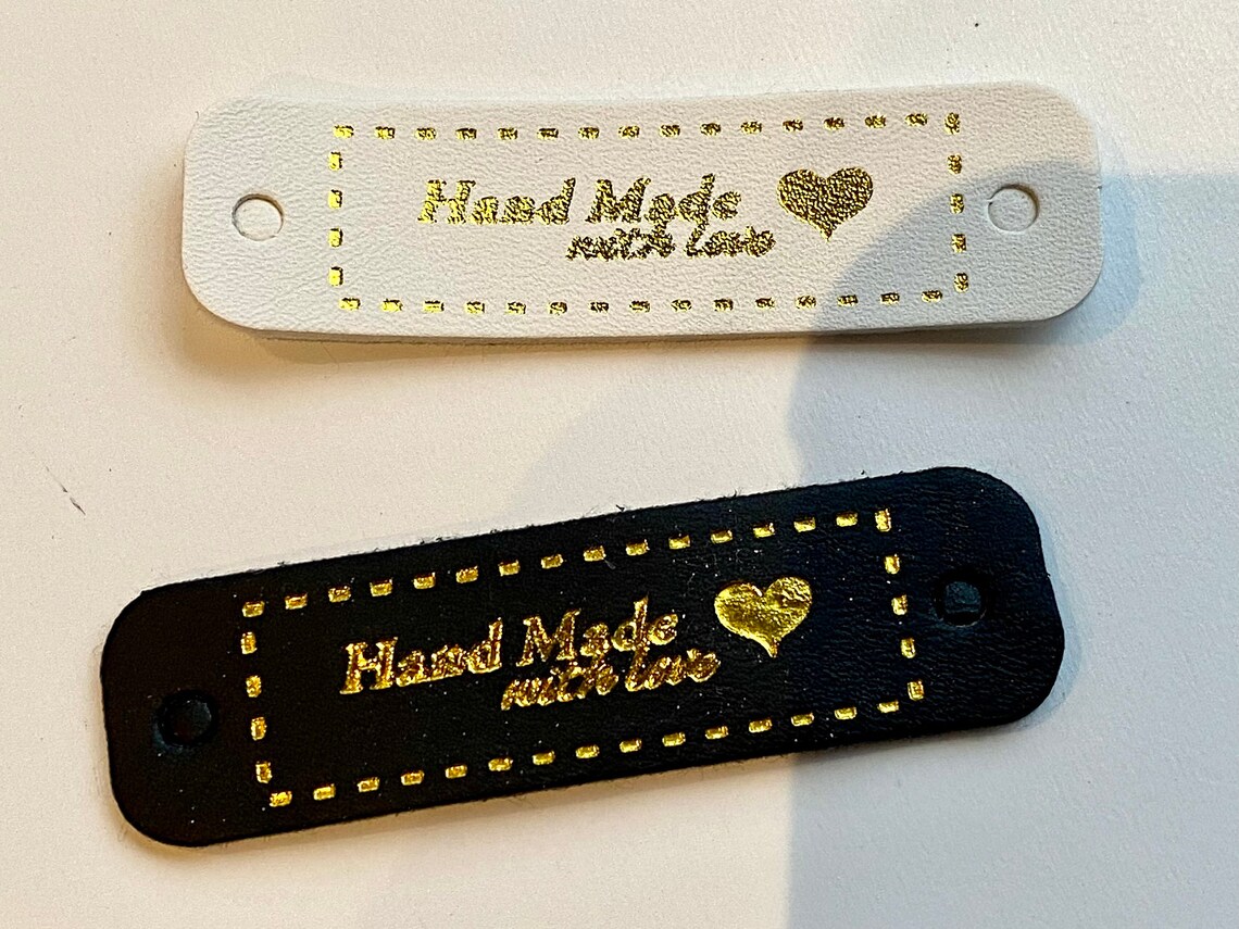 Pack of 10 Labels PU Faux Leather Labels Sew in Handmade With - Etsy UK