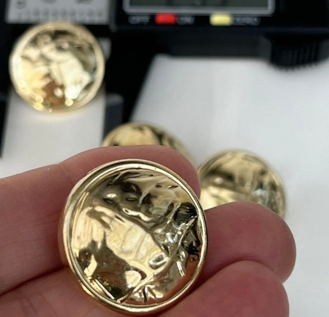 7 X 21mm Gold Coloured Shank Buttons. Vintage Retro Style. Faux Metal ...